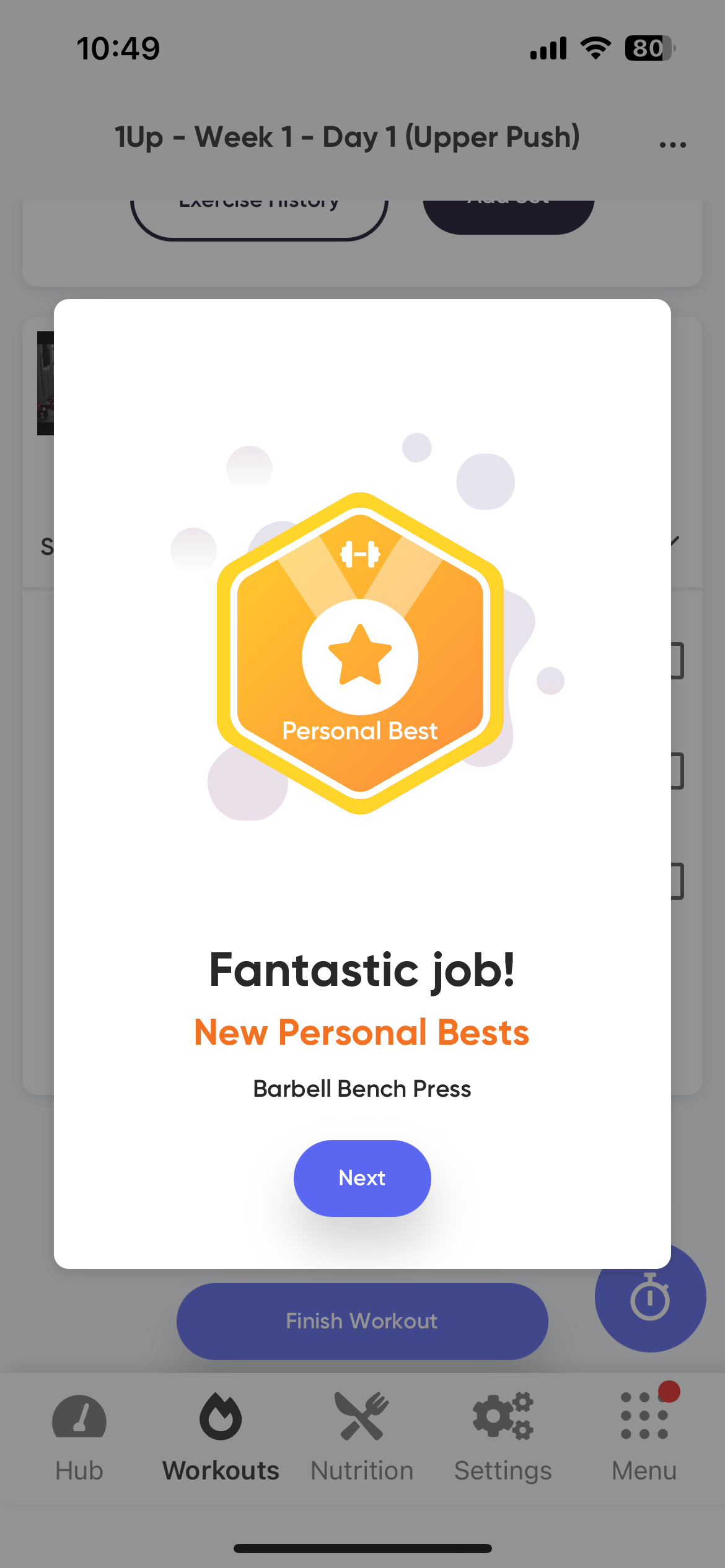 Client - Personal Bests - Mobile App – My PT Hub