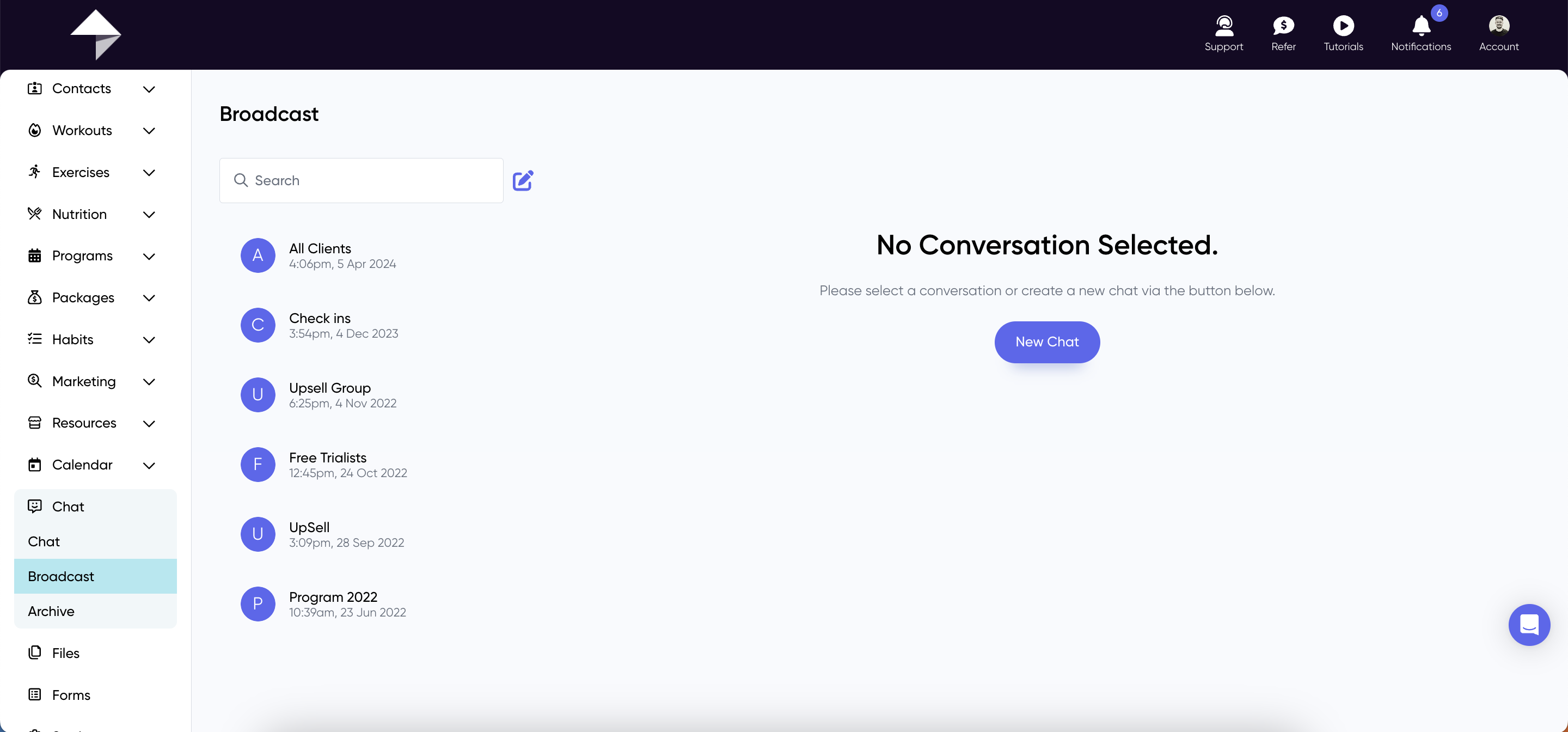 Create a Broadcast message – My PT Hub